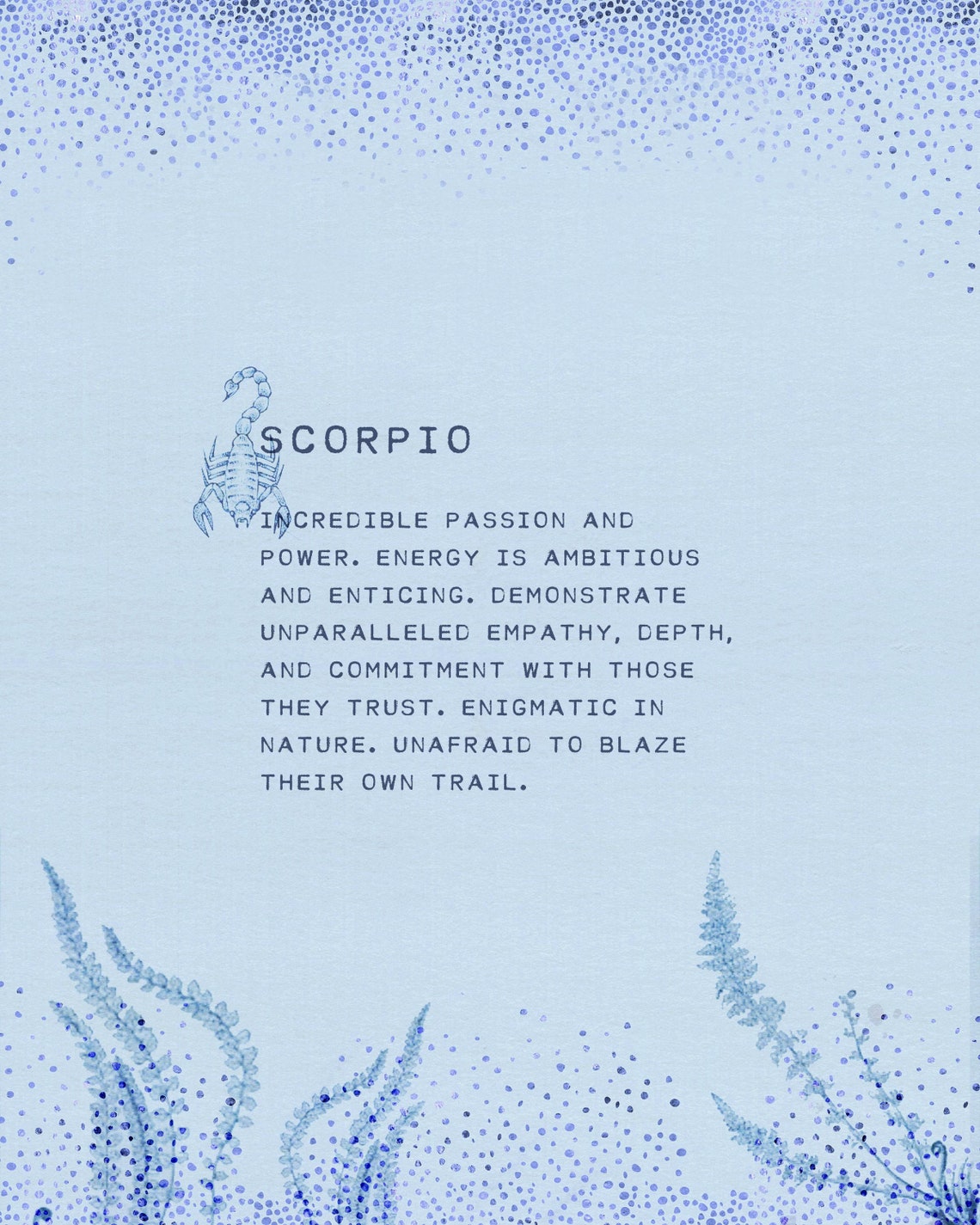 Scorpio zodiac print horoscope art gift idea astrology sign | Etsy