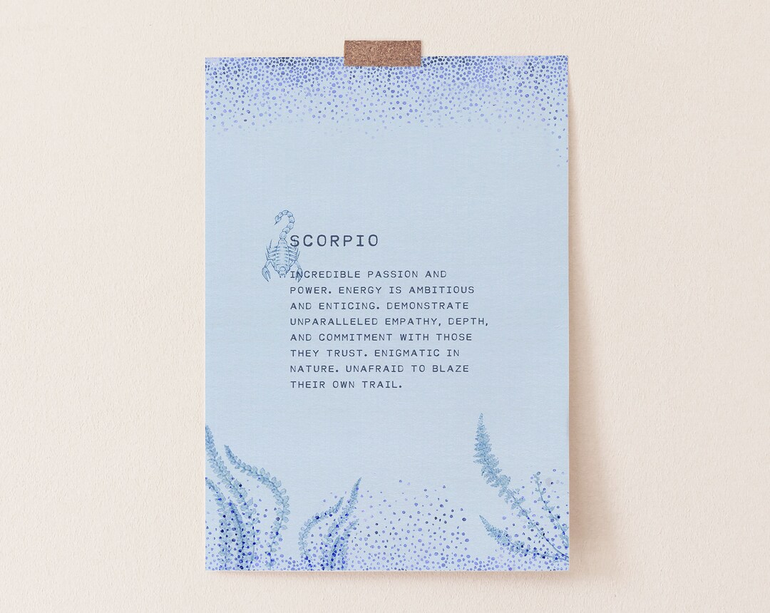Scorpio Zodiac Print, Horoscope Art, Gift Idea, Astrology Sign Art ...