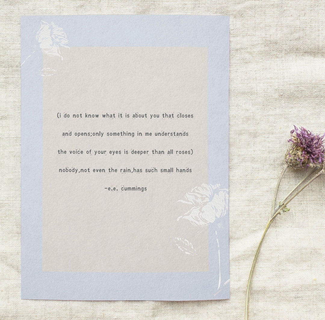E.e. Cummings Love Poem Art Print 'the Voice of Your Eyes' - Etsy