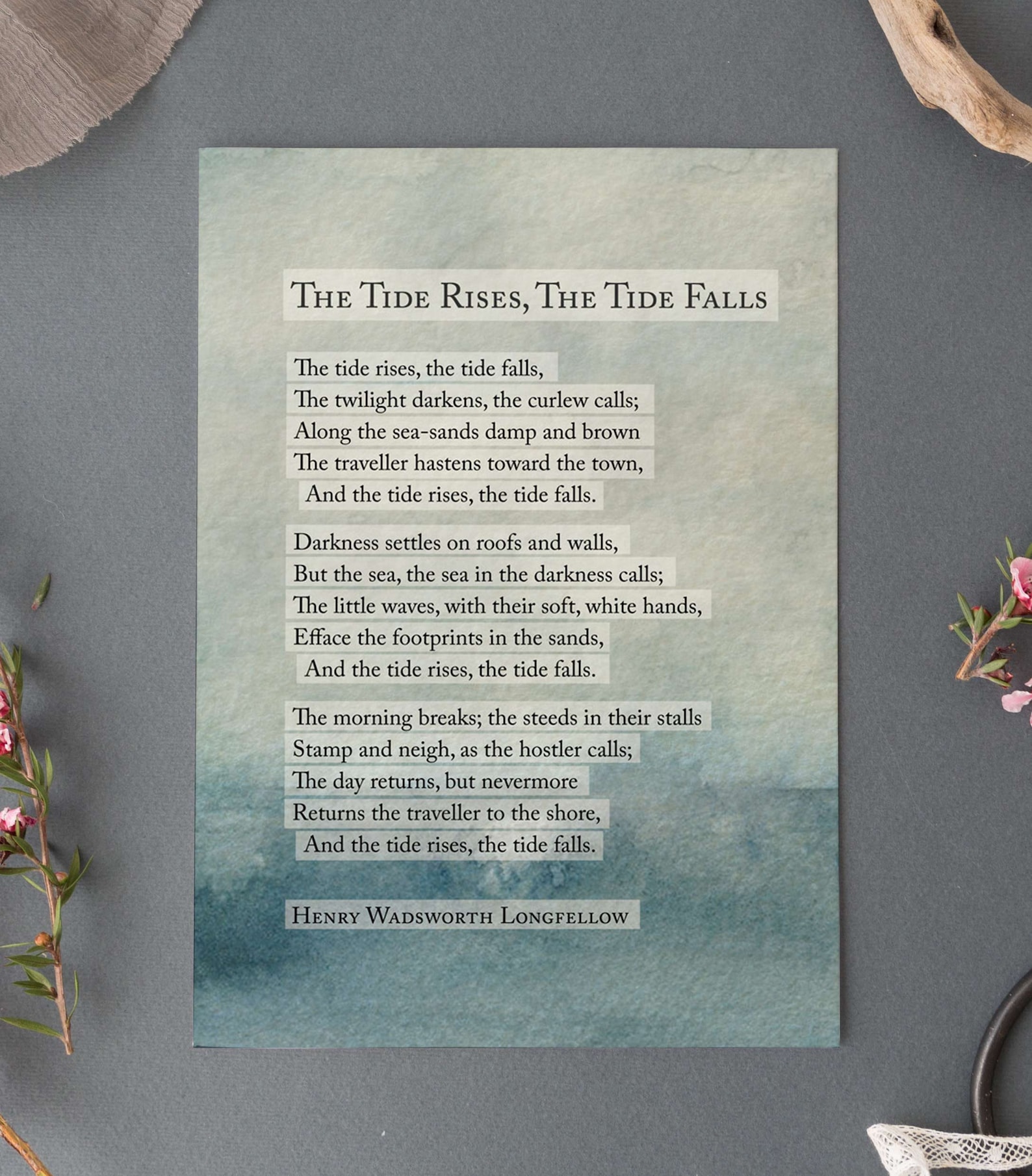 Sea Poetry Art Poem, Henry Wadsworth Longfellow the Tide Rises, the ...