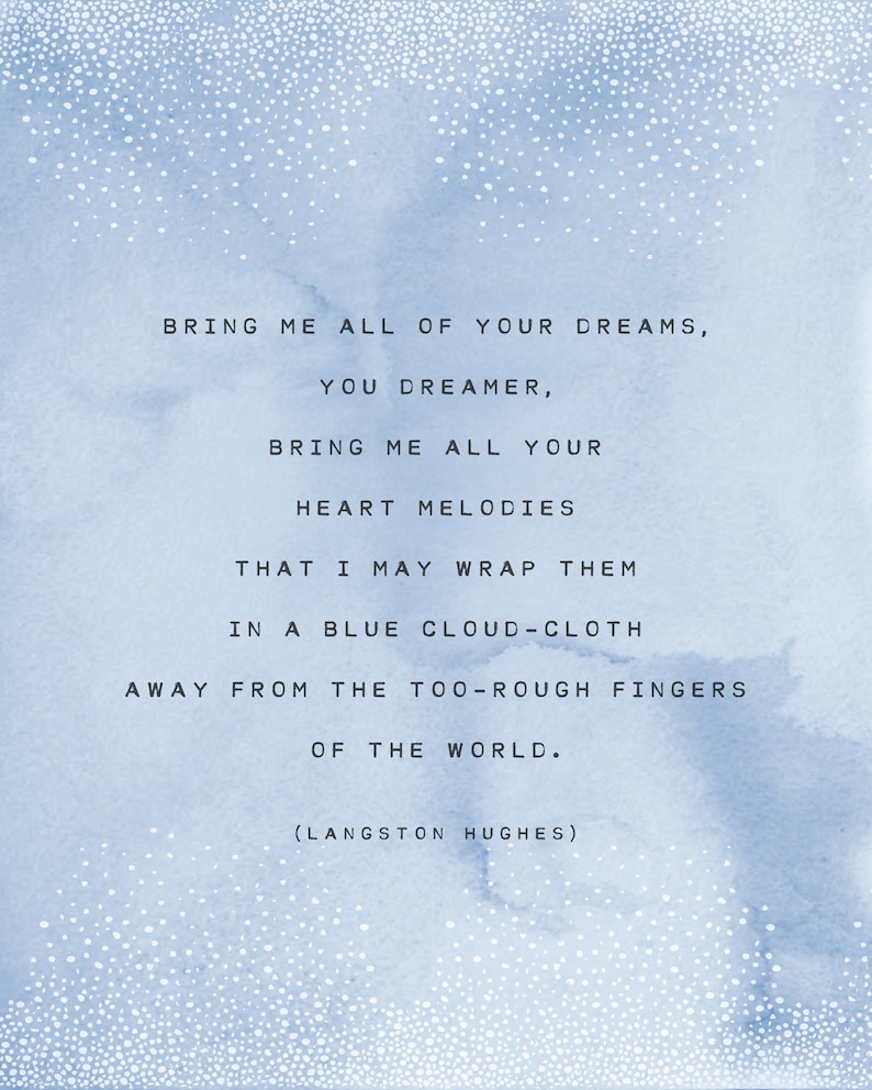 Langston Hughes Dream Keeper Poem Print: Blue Watercolor Art - Etsy