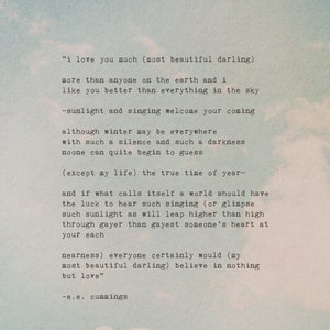 E.e. Cummings Poem, I Love You Much, Most Beautiful Darling, Love Poem ...