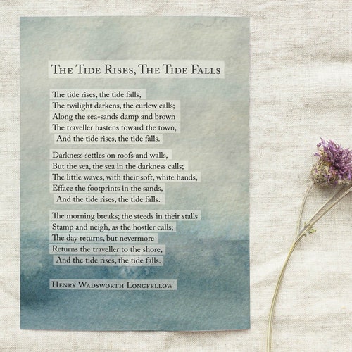 Sea Poetry Art Poem Henry Wadsworth Longfellow the Tide - Etsy