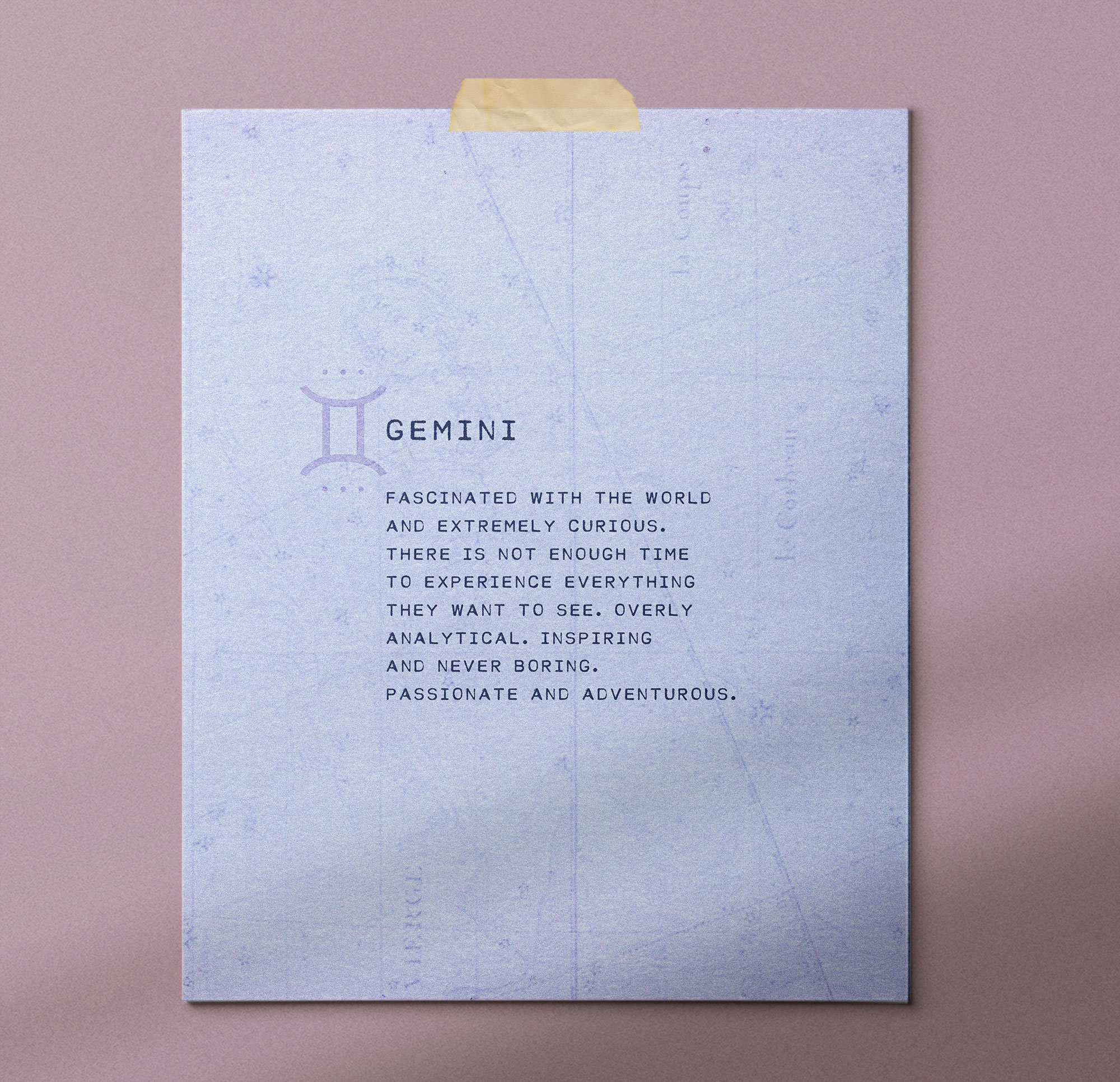 Gemini zodiac art print birthday gift Gemini horoscope art | Etsy