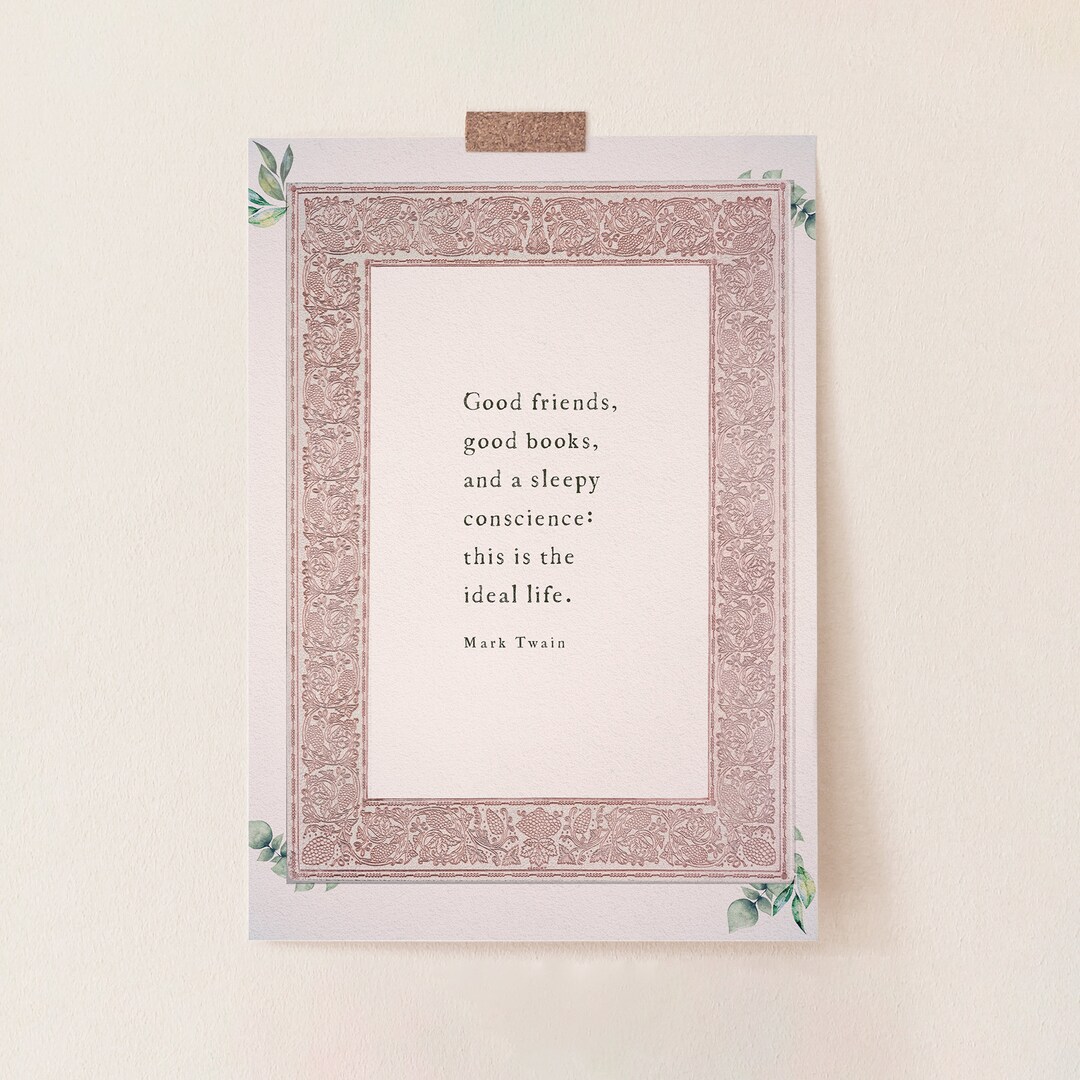 Mark Twain Quote Print: Good Friends, Good Books Art - Etsy