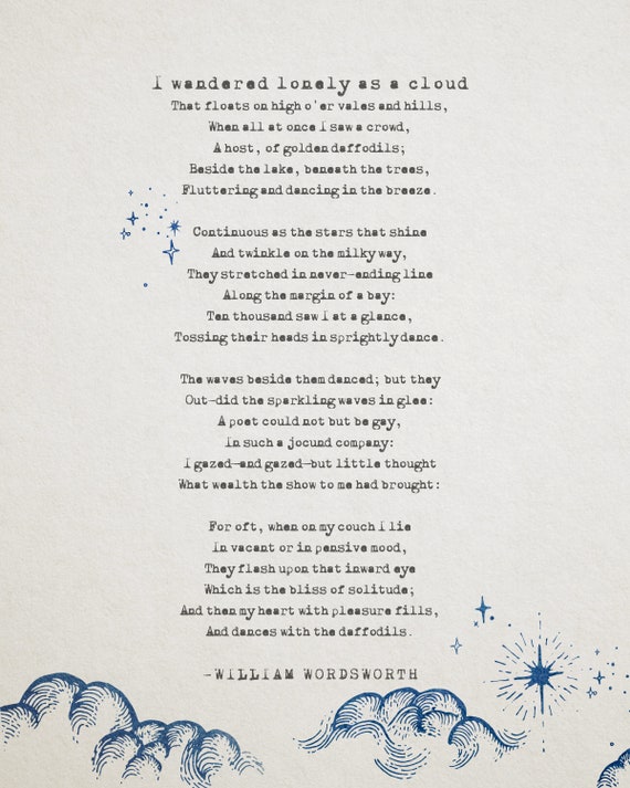 William Wordsworth I Wandered Lonely As A Cloud