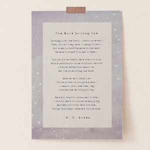 W. H. Auden Poem Print: the More Loving One, Love Poetry Art - Etsy
