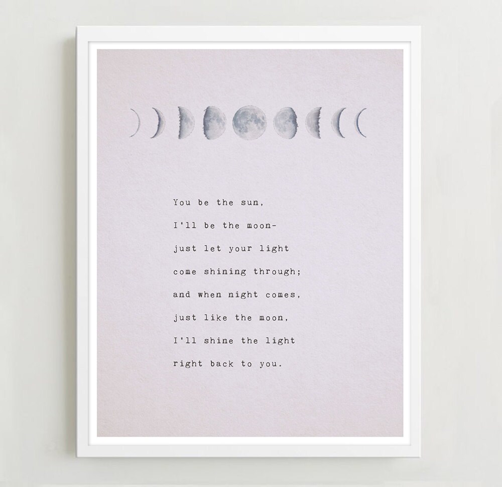 Love Poem You Be the Sun Ill Be the Moon Phases of the Moon | Etsy Canada
