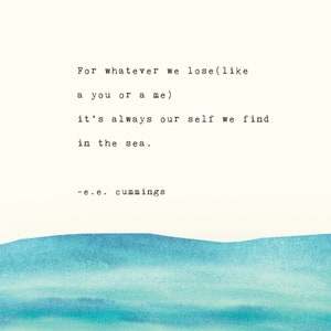 E.E. Cummings Poem Print: Watercolor Sea Art, Beach House Decor - Etsy