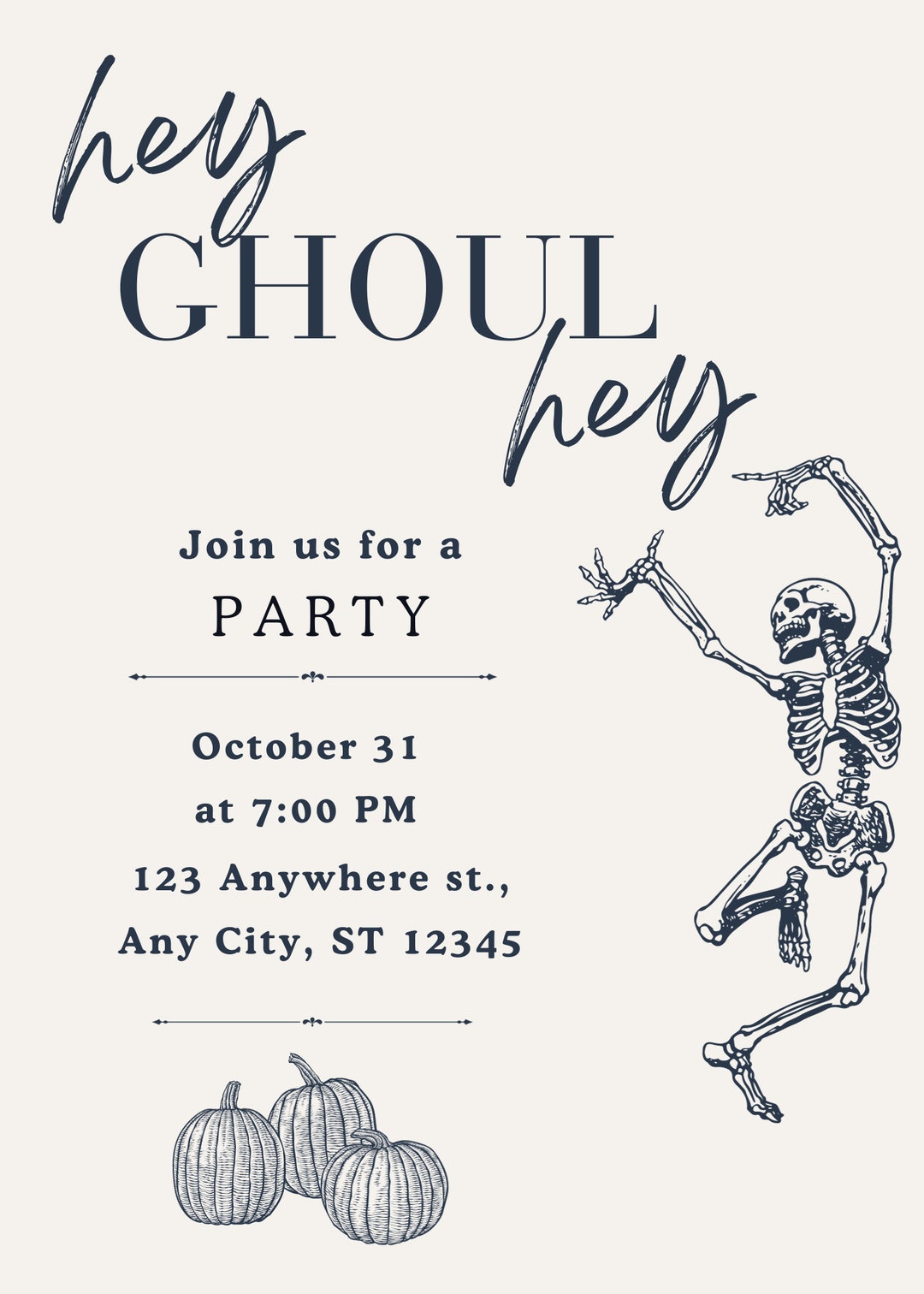 Editable Halloween Party Invitation: Ghoul, Costume, Skeleton (PDF) - Etsy