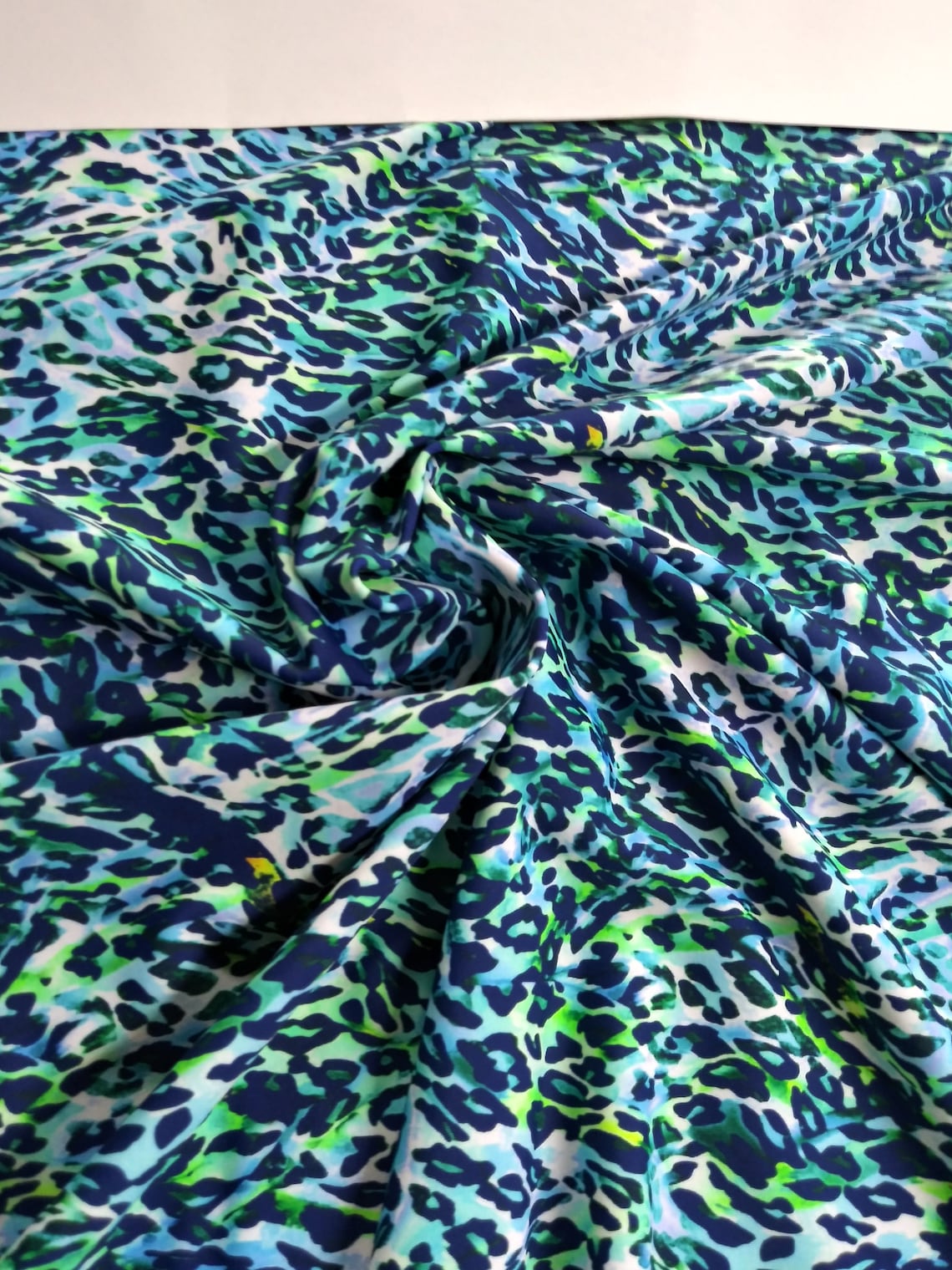 Blue Leopard Fabric Spandex Print Fabric Sold by the Forth - Etsy