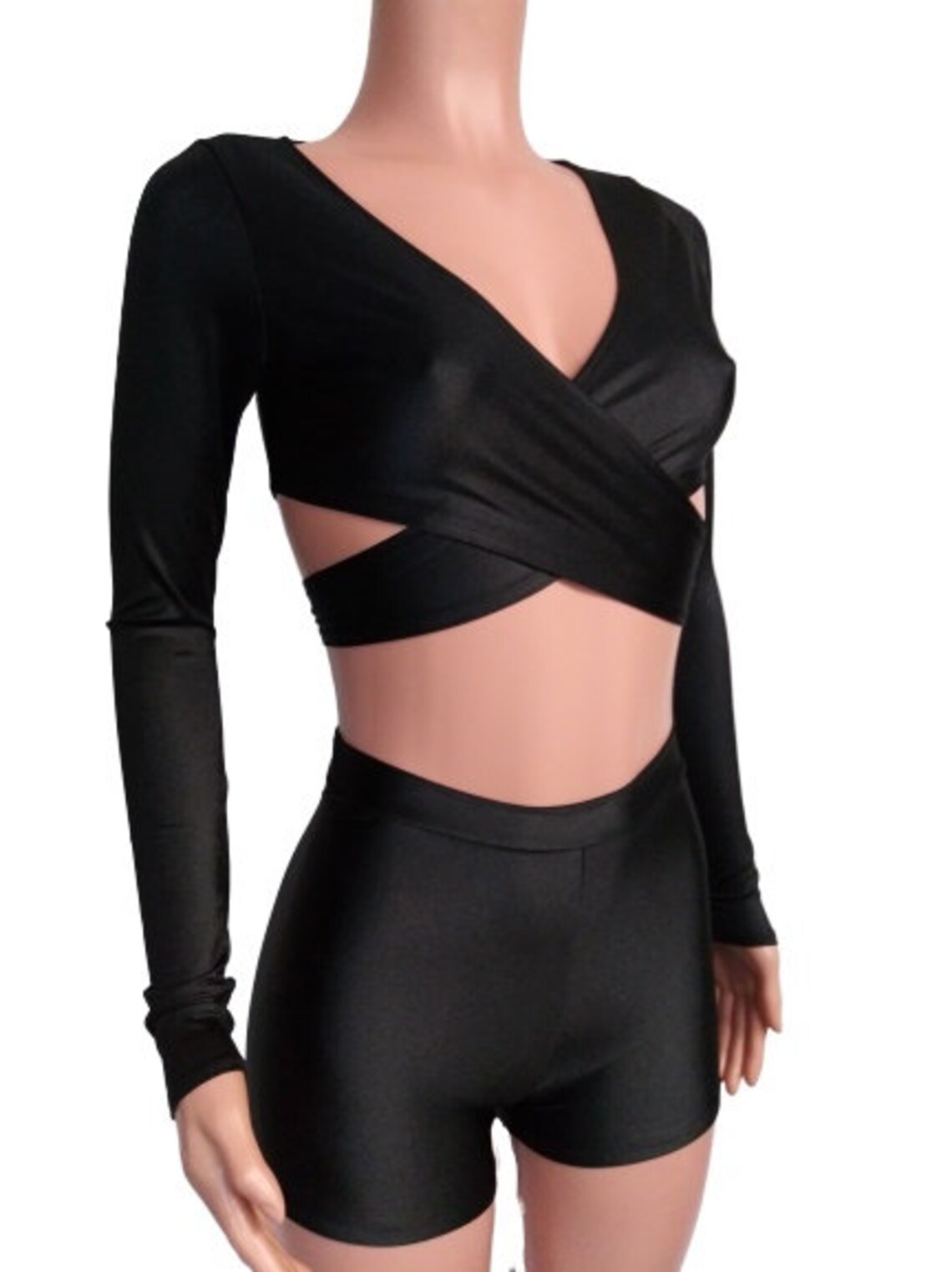 Black Wet Shine High Waisted Booty Shorts Rave Goth Burning Etsy