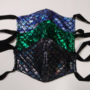 Mermaid Face Mask 16 Colors Hologram Spandex Outside and Cotton Spandex ...