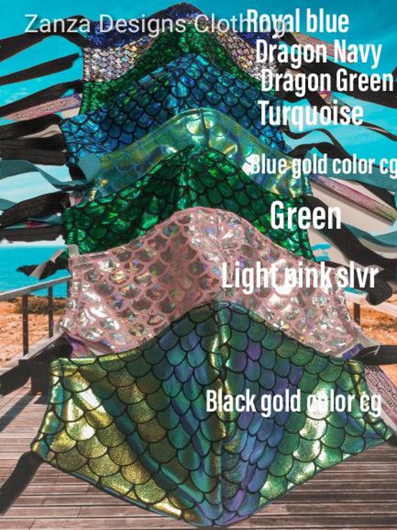 Mermaid Face Mask 16 Colors Hologram Spandex Outside and - Etsy