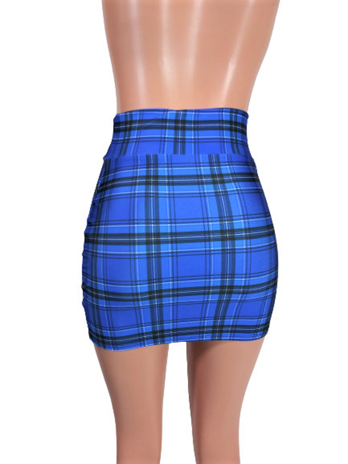 Royal Blue Plaid Mini Skirt Bodycon Stretch Festival Dance - Etsy