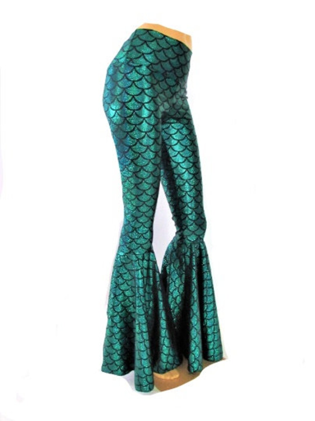 Mermaid Bell Bottom Flares Festival Leggings High Waist Stretchy EDM ...