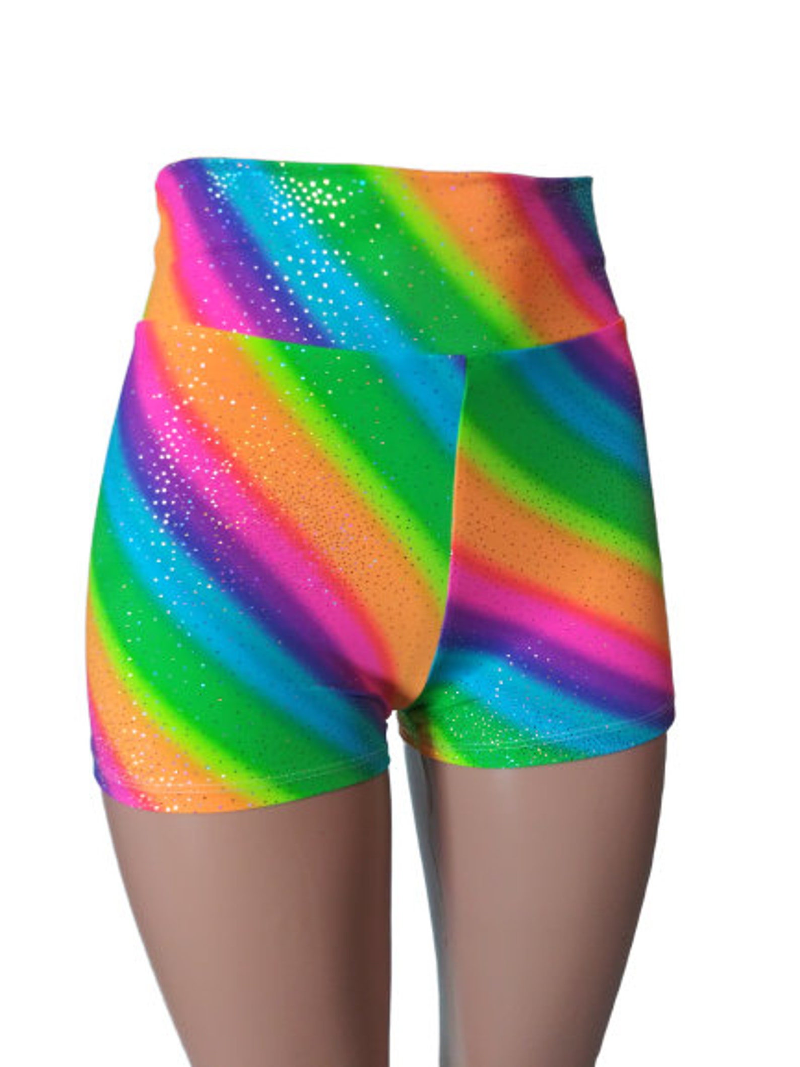 30 Prints High Waisted Booty Shorts Rave Rainbow Sparkle Etsy