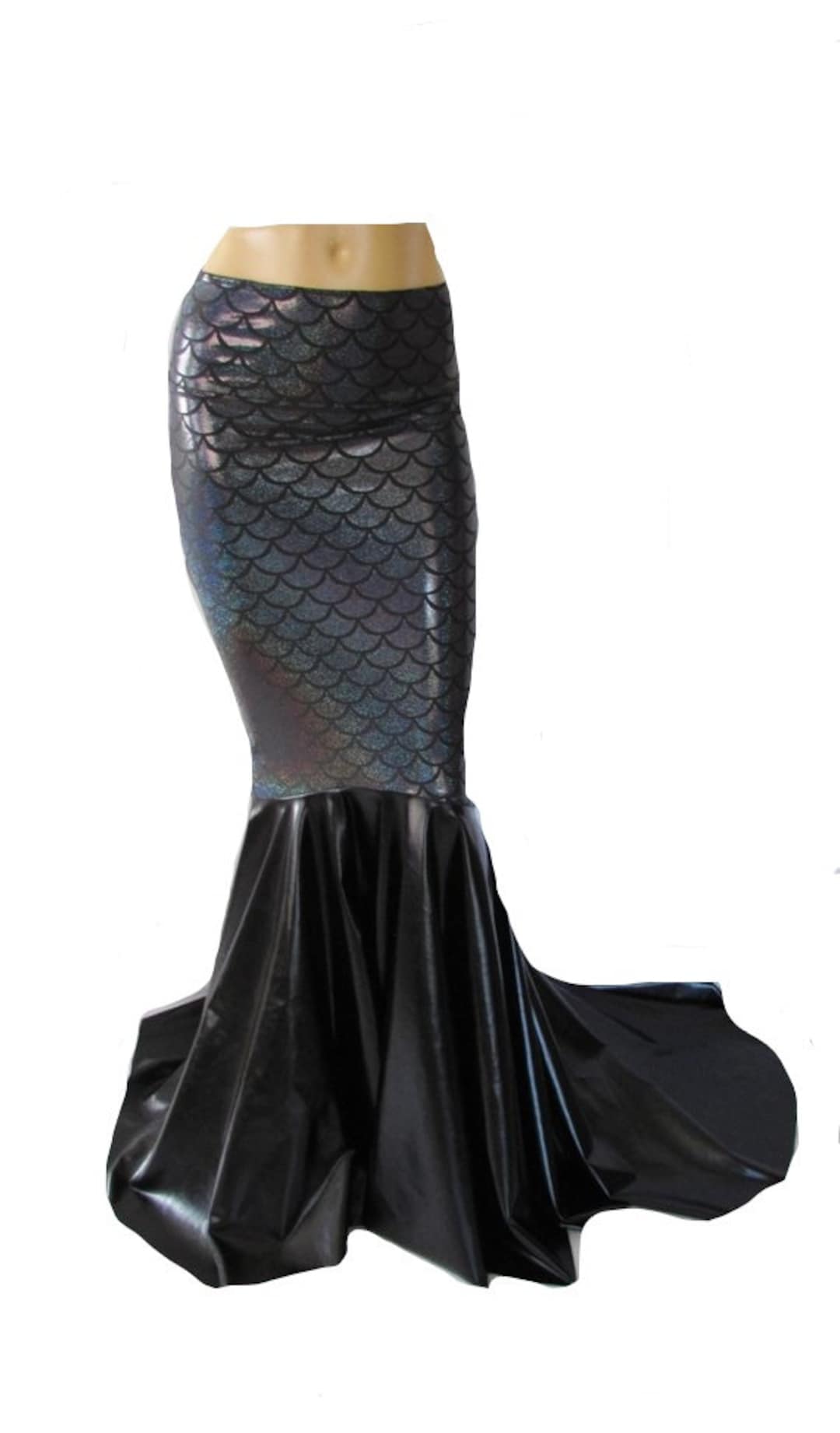 Black Mermaid Scale Skirt, Metallic Fish Tail Costume - Etsy