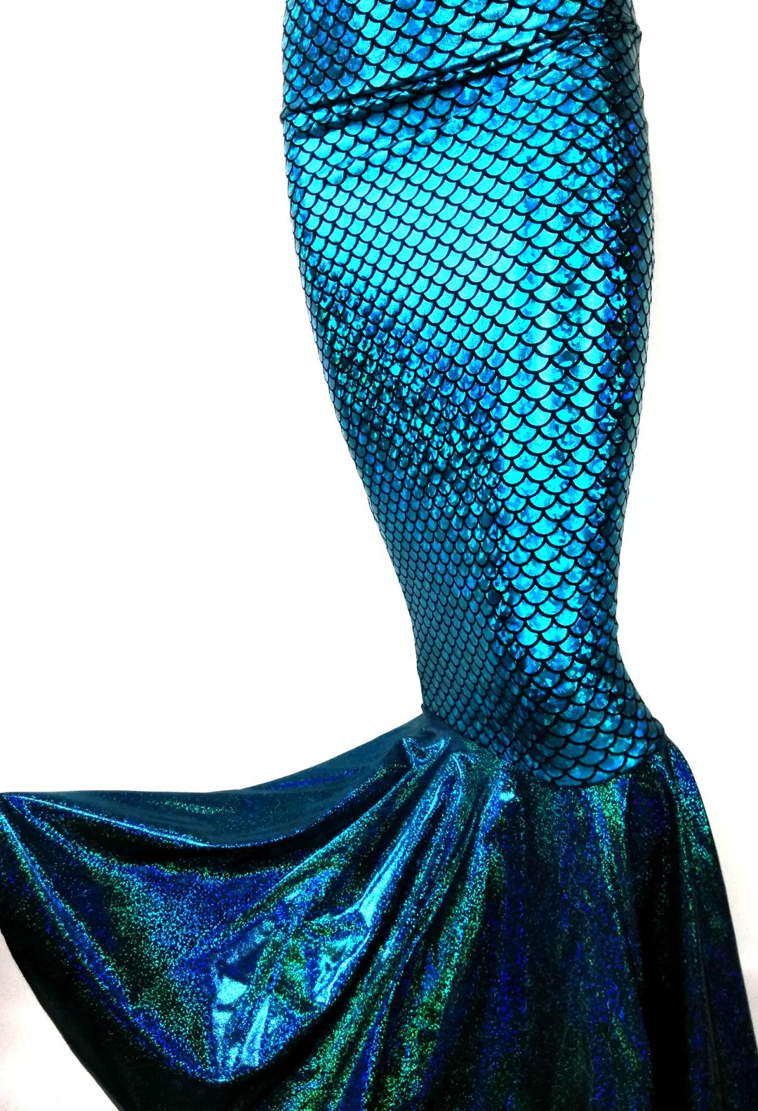 Turquoise Mermaid Skirt Stretch Scales Print Costume Party Zanza ...