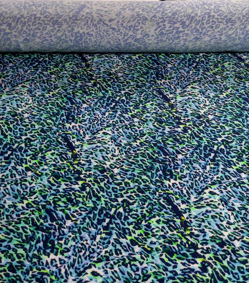 Blue Leopard Fabric Spandex Print Fabric Sold by the Forth - Etsy