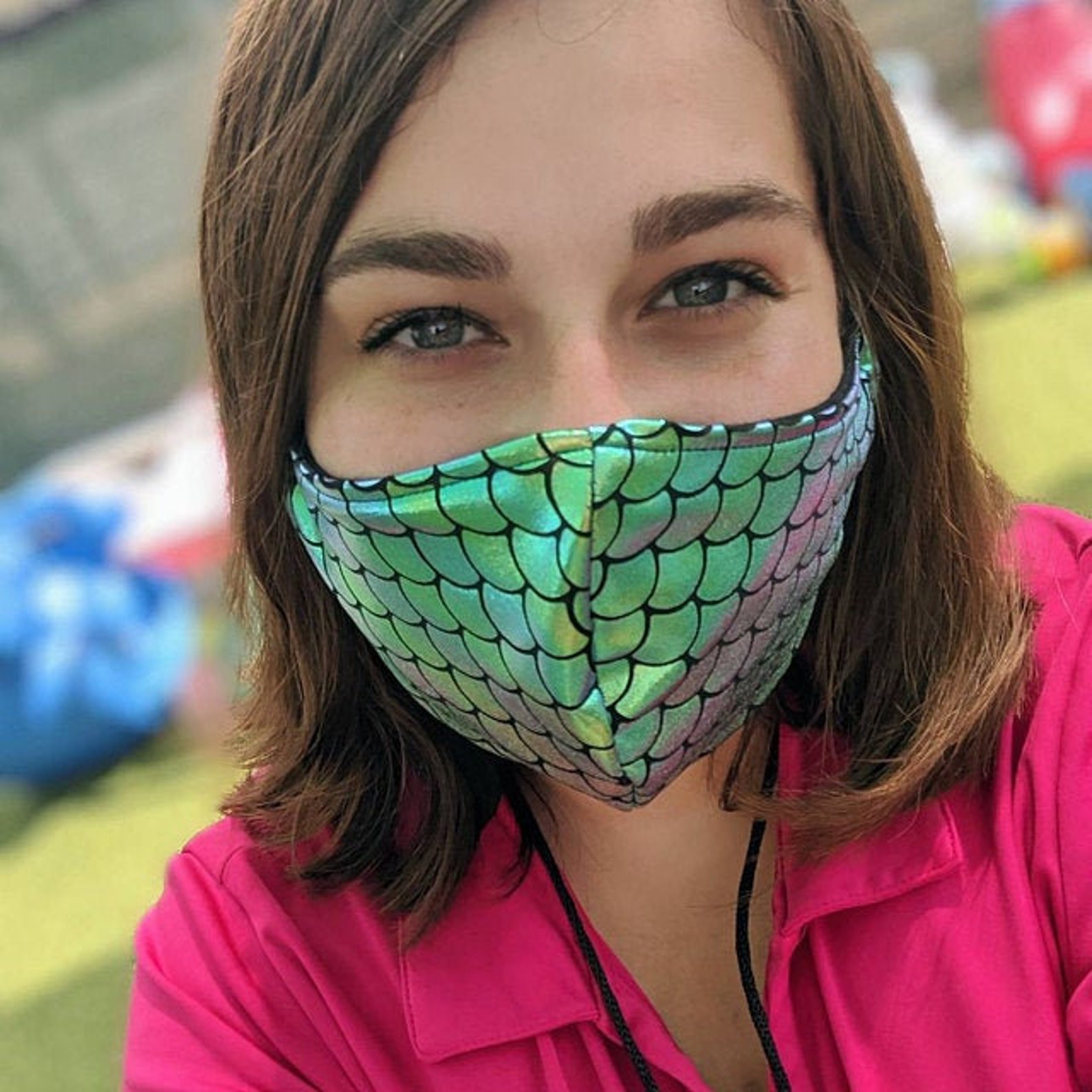 Mermaid Face Mask 16 Colors Hologram Spandex Outside and | Etsy