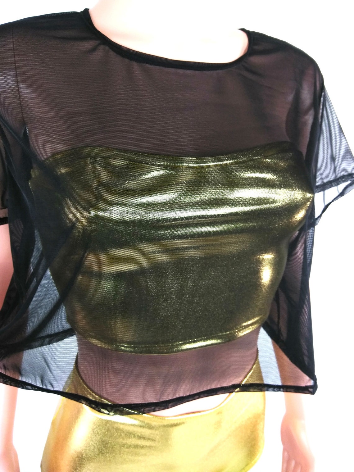 Black Sheer T-shirt Top Dance Top Festival G8T for Pasties Dance Fairy ...