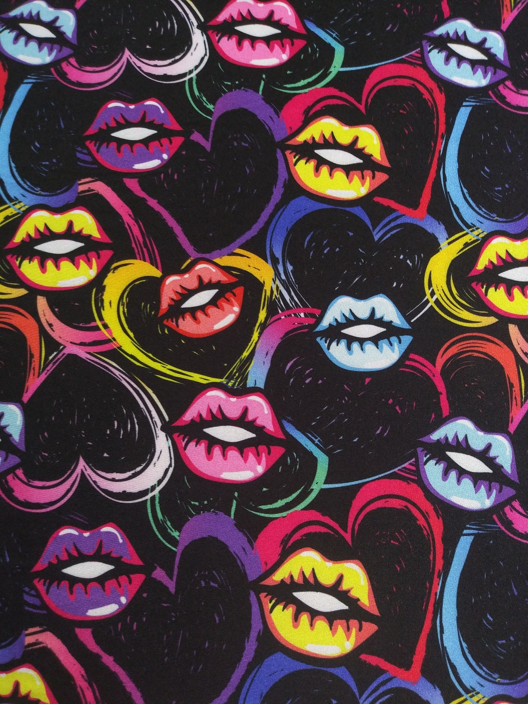Lips and Hearts Fabric 4 Way Stretch Spandex Print Spandex Fabric Sold ...