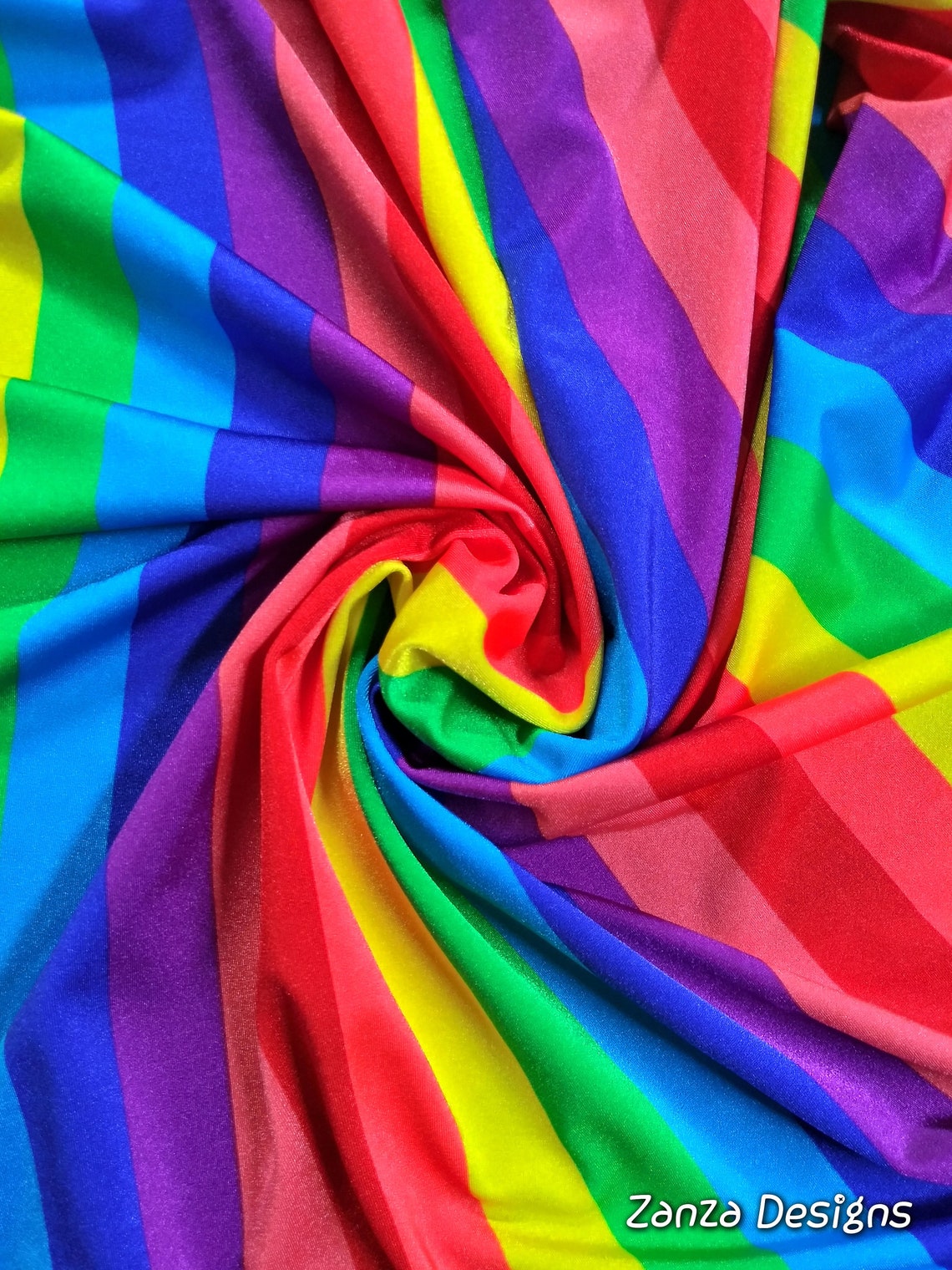 Rainbow 1 stripe fabric Spandex print fabric sold by the | Etsy