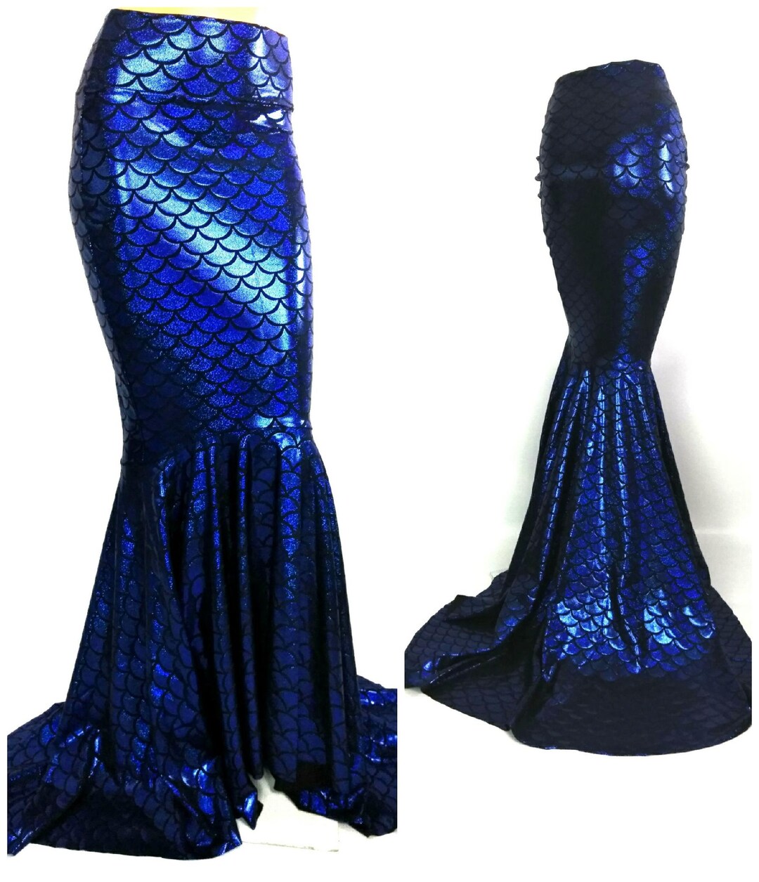 Royal Blue Mermaid Skirt Fish Tail Costume, Puddle Train High Waist ...