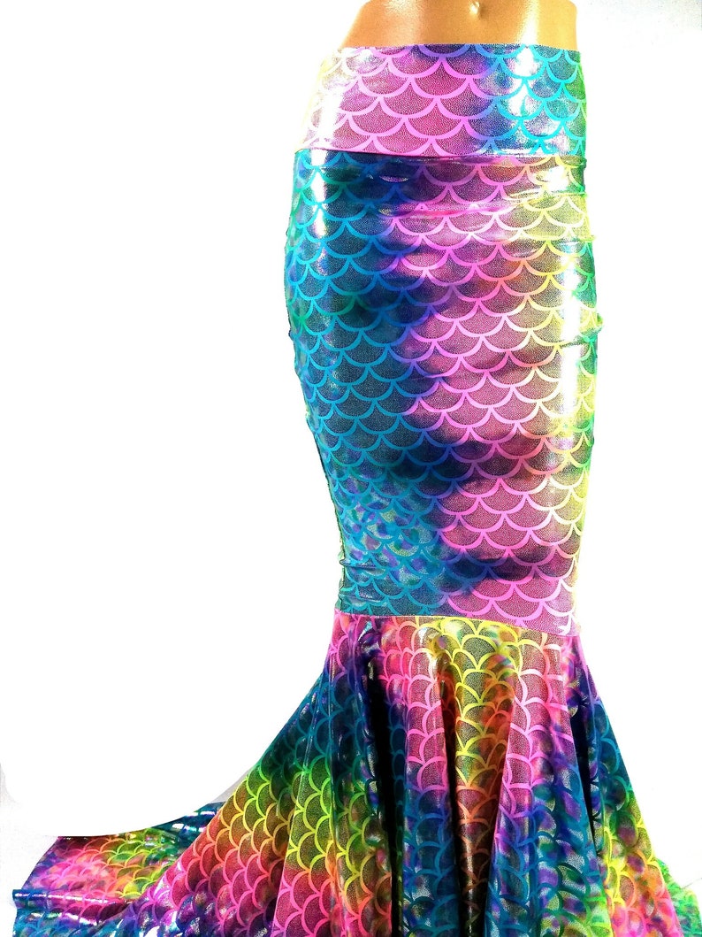 Rainbow Mermaid Skirt Hologram Skirt Fish Tail Burning Man - Etsy