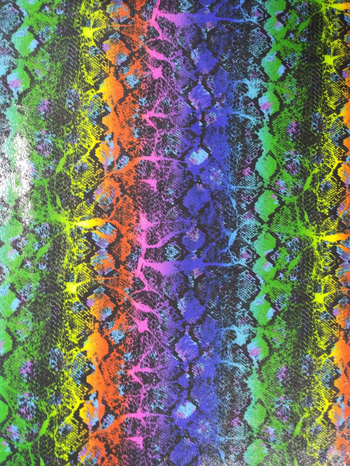 4 Way Stretch Rainbow Snake Skin Twinkle Print Spandex Fabric Sold by ...