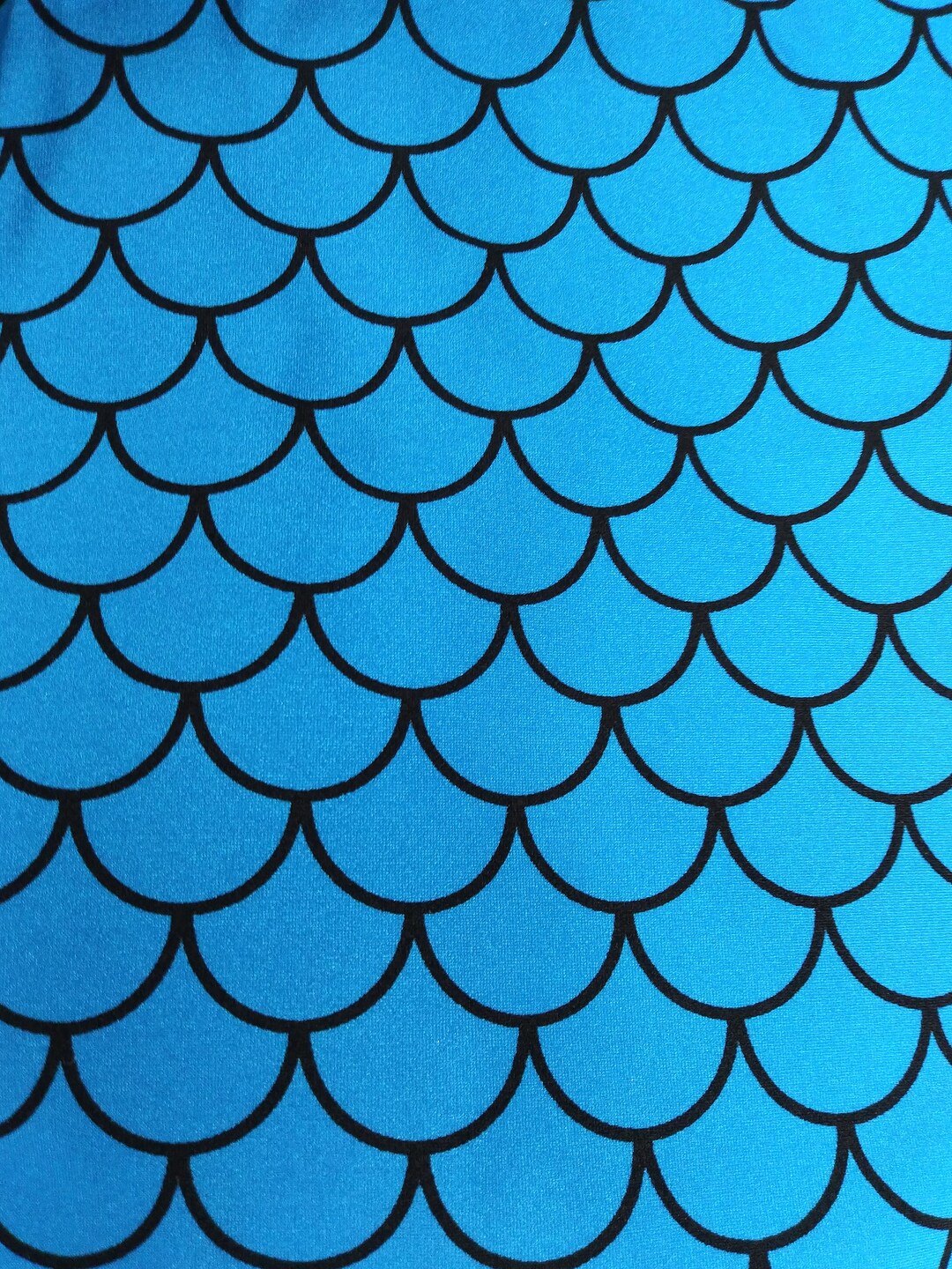 Blue Mermaid Scale Spandex Fabric Fish Scale Print Sold by the Half and ...