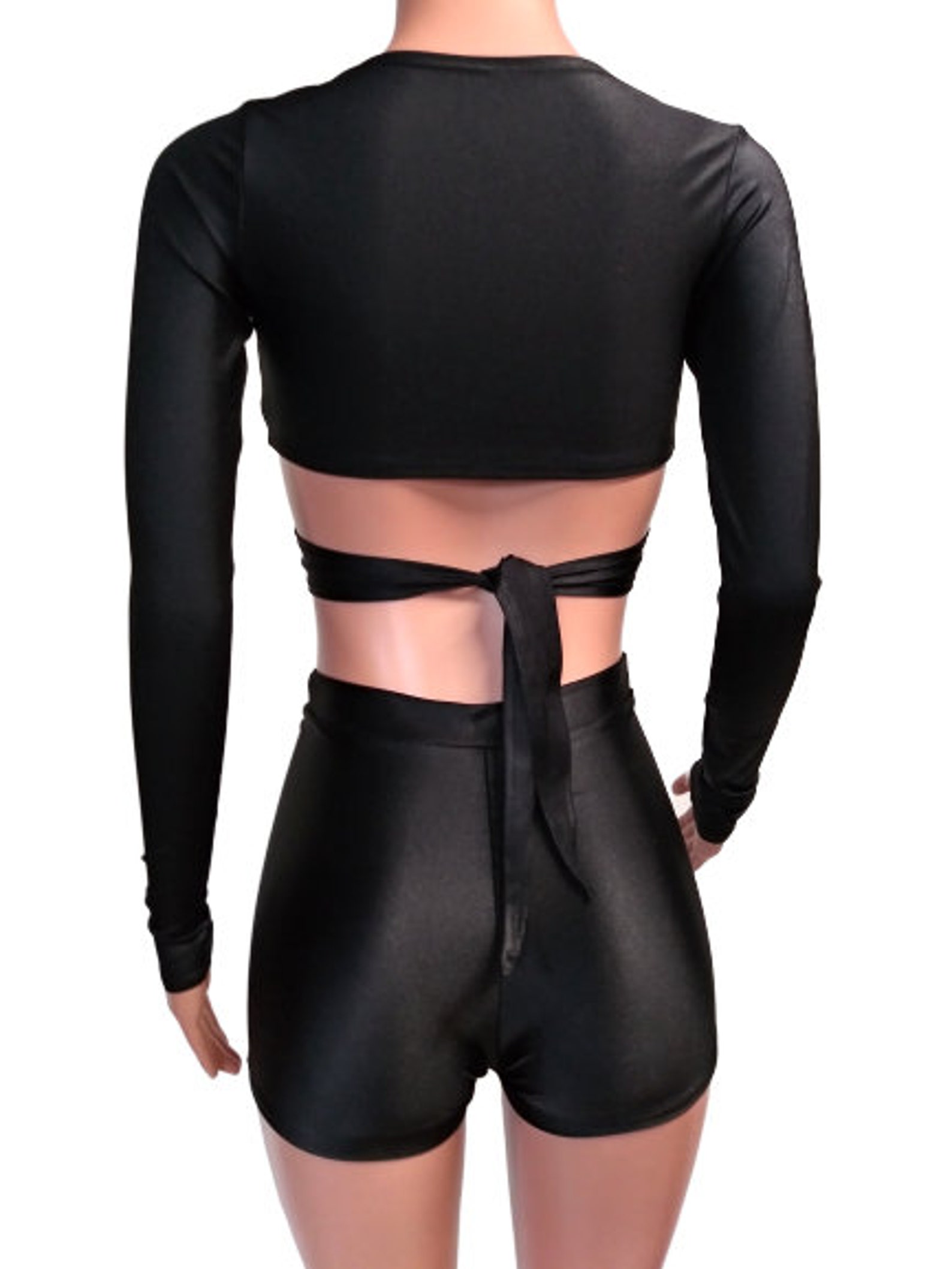Black Wet Shine High Waisted Booty Shorts Rave Goth Burning Etsy