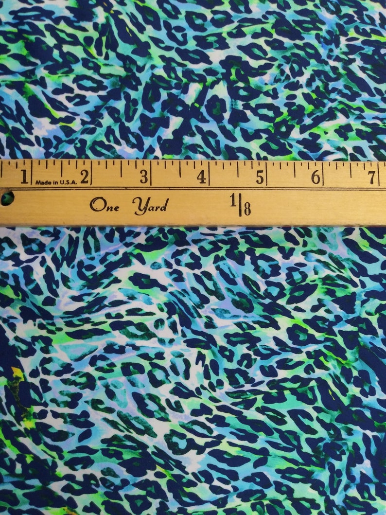 Blue Leopard Fabric Spandex Print Fabric Sold by the Forth - Etsy