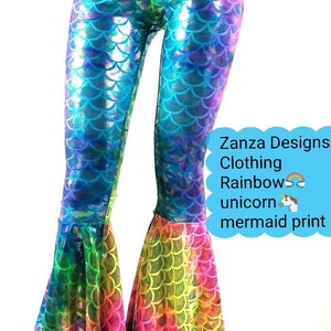 15 Colors! Kids Mermaid Bell Bottoms Mermaid Pants Leggings Gymnastics ...
