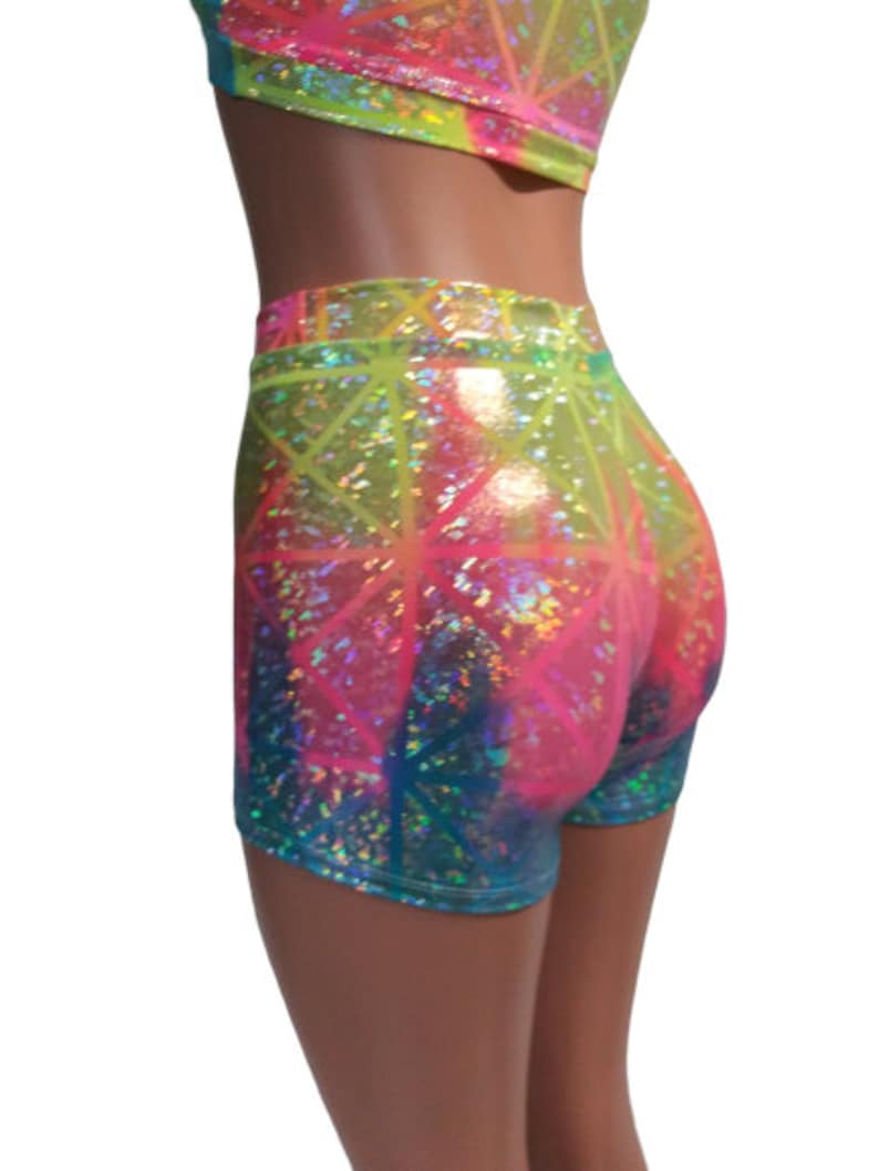 30 Prints High Waisted Booty Shorts Rave Rainbow Unicorn Etsy Uk