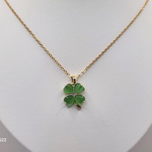 Four Leaf Clover Choker Necklace in Gold Stainless Steel, Green Clover ...
