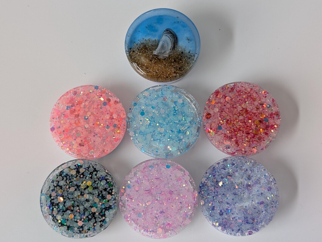 Pop Socket Glow in the Dark Glitter Resin, Phone Grip, Iridescent ...