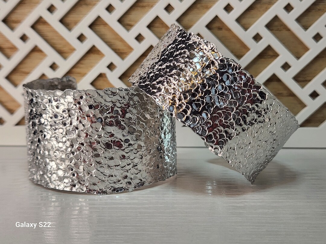 Wide Silver Cuff Bracelet, Hammered, Handmade, Unique, One and a Half ...