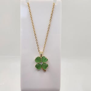 Four Leaf Clover Choker Necklace in Gold Stainless Steel, Green Clover ...
