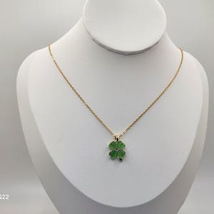 Four Leaf Clover Choker Necklace in Gold Stainless Steel, Green Clover ...