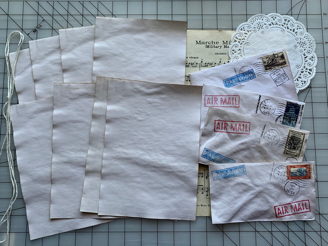 Handmade Coffee Dyed Vintage Style AIRMAIL Stationery Set/ 4 Sets - Etsy