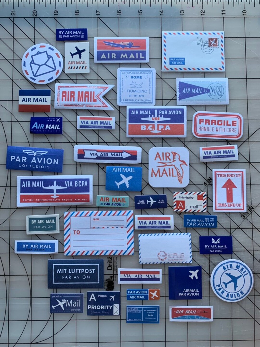 Airmailassorted Sticker Pack / 39 Pc / Journal Supply / Travel Theme - Etsy