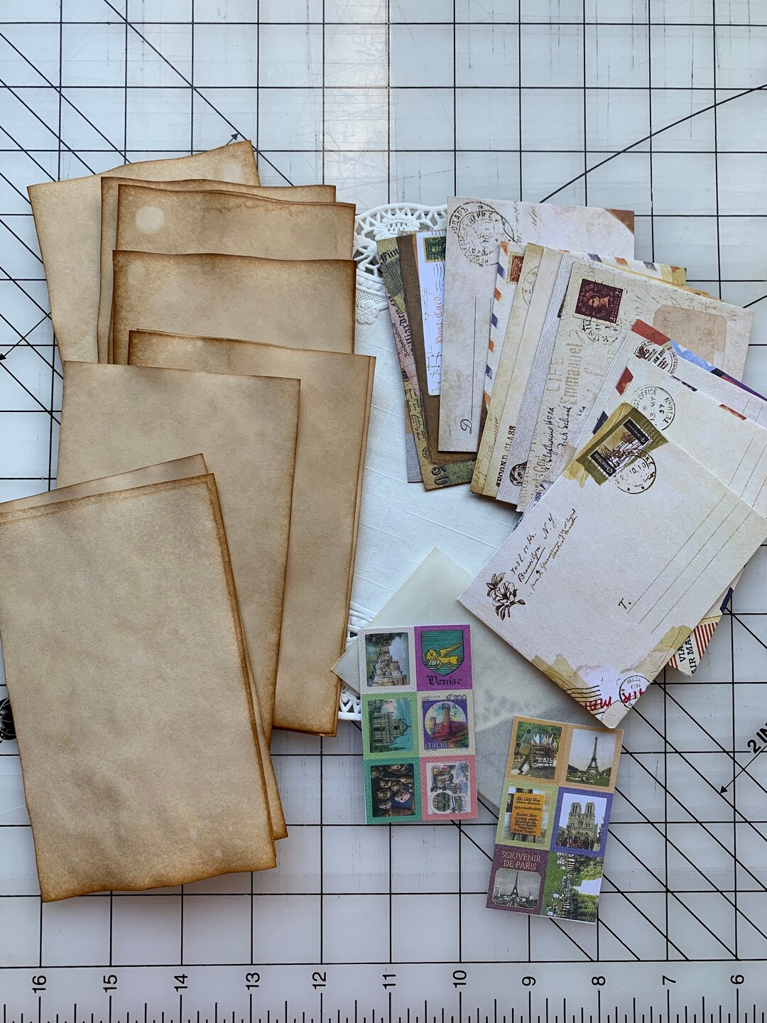Mini Envelope Stationery 12 Pc Set / Coffee Dyed Paper / Stationery ...