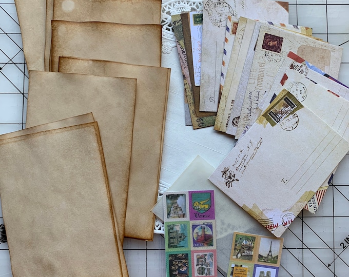 Mini Envelope Stationery 12 Pc Set / Coffee Dyed Paper / Stationery ...