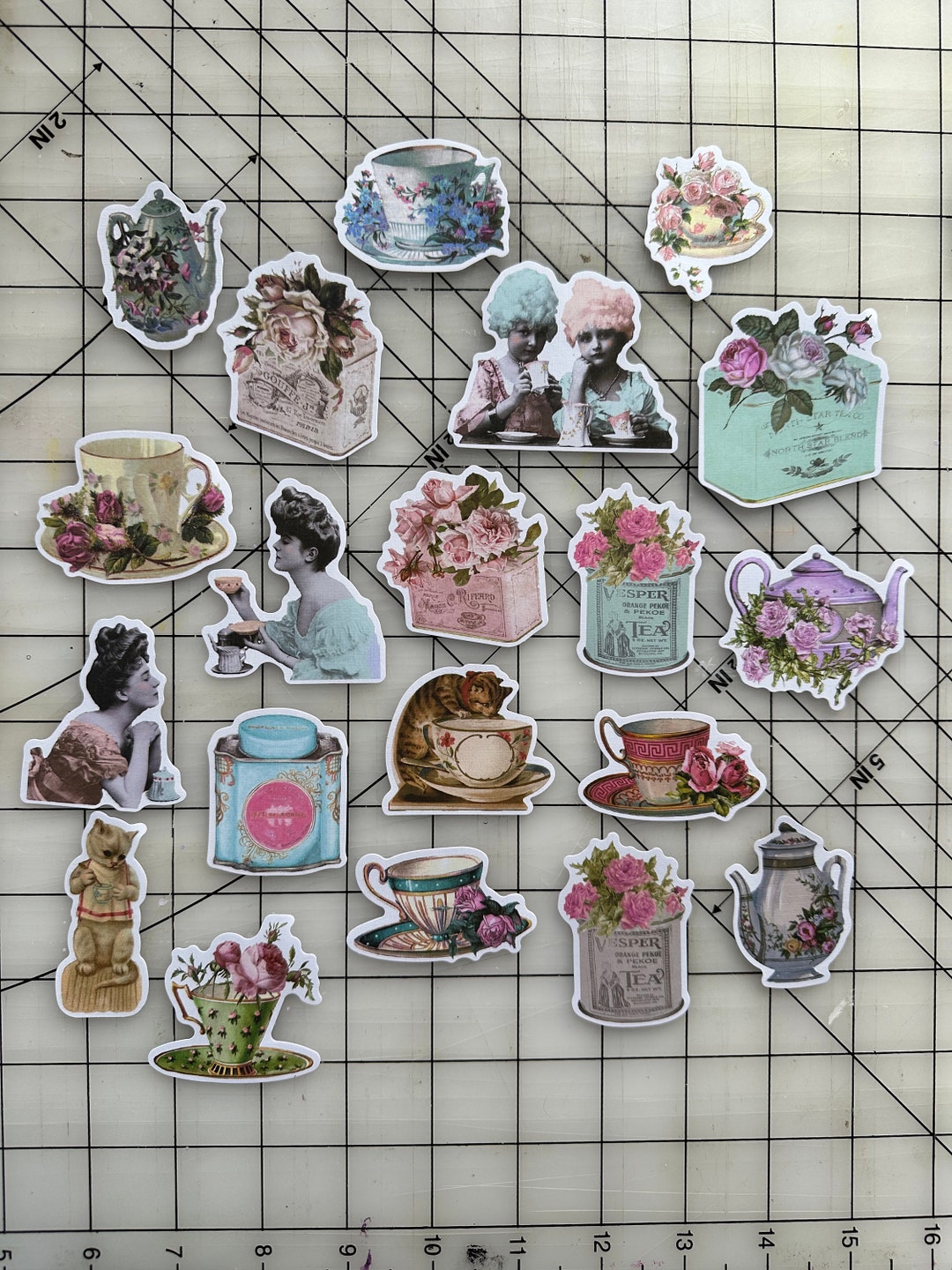 Vintage Tea Time Themed Stickers/ 20 Pc - Etsy