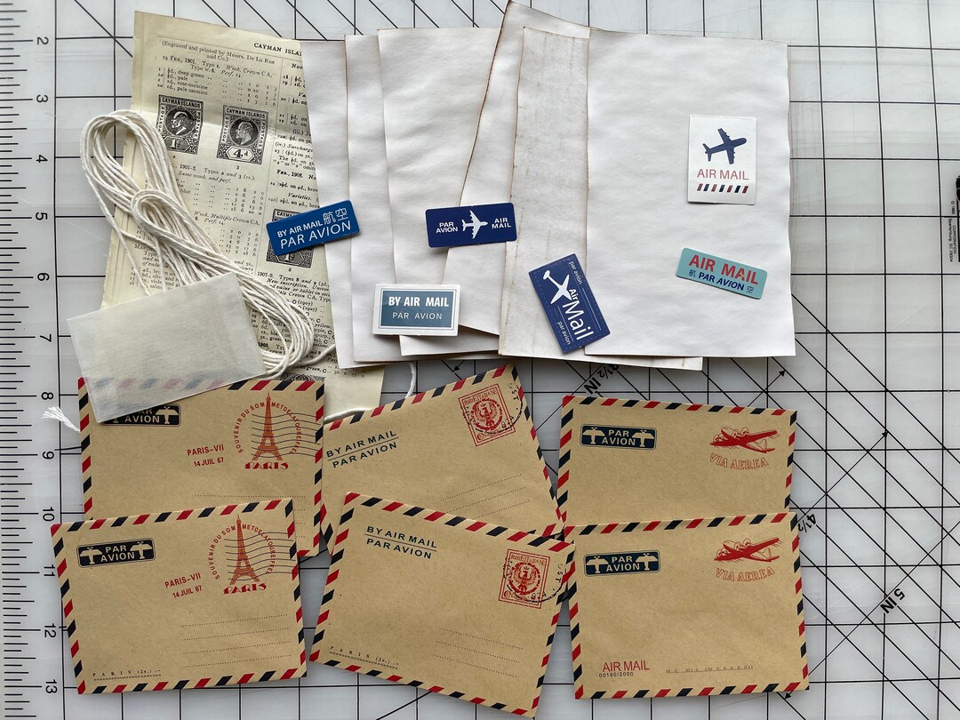 Mini Airmail Envelope Stationery Set With Stickers/ Kraft Notes - Etsy