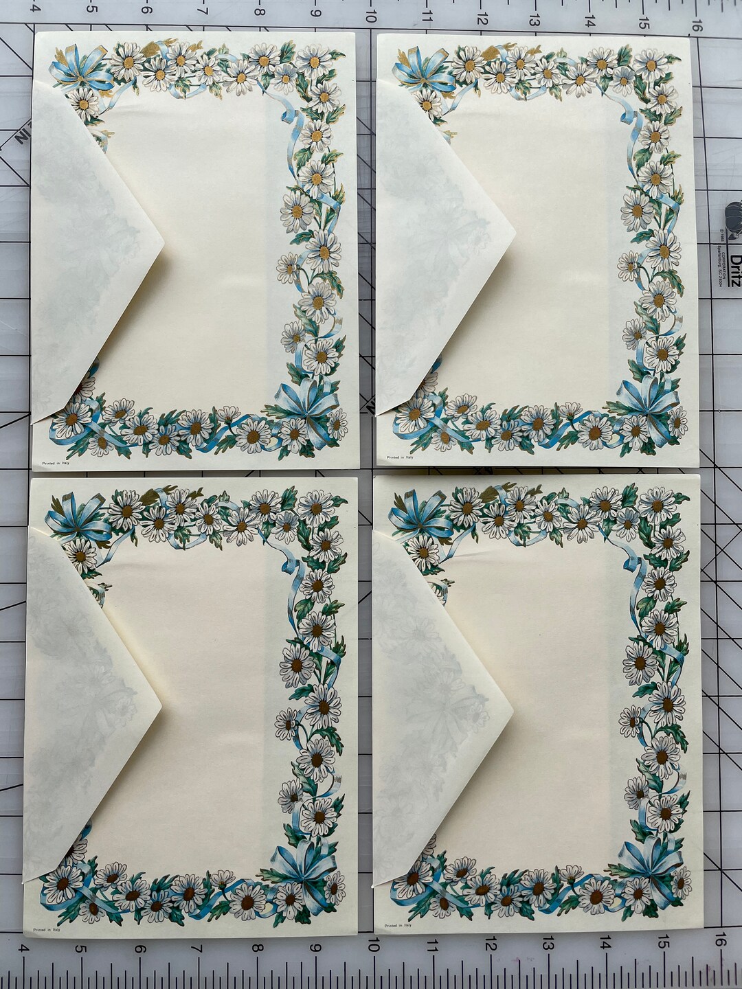 Vintage Italian Stationery Set / 4 Sets/ Cape Marguerite Flower Design ...