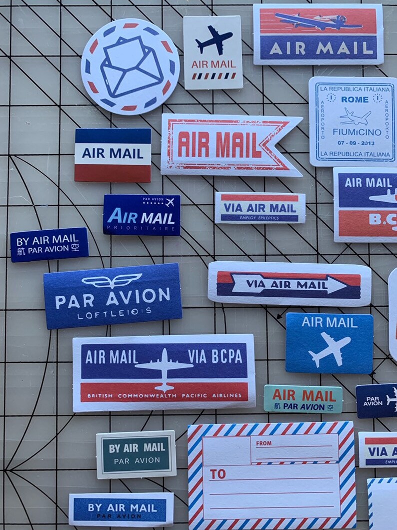 Airmailassorted Sticker Pack / 39 Pc / Journal Supply / Travel Theme - Etsy
