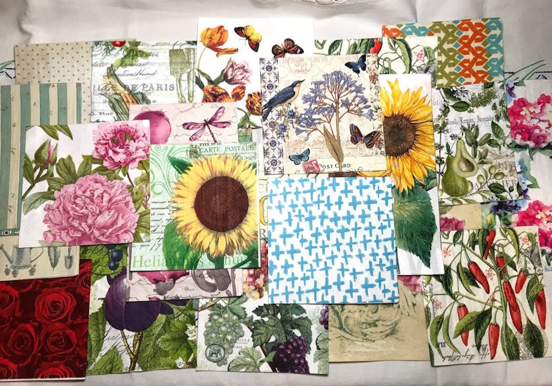 Paper Napkin for Decoupage/ Art Journal/ Garden Inspired/ 20 Pc - Etsy
